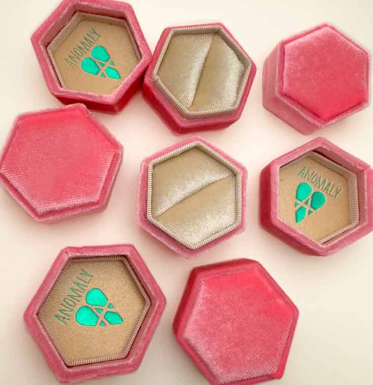 Velvet Ring Box in Pink by Anomaly Jewelry